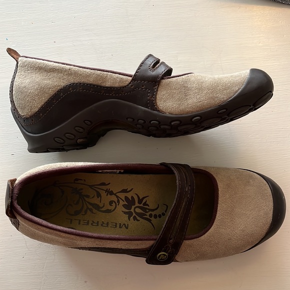 Merrell | Shoes | Merrell Plaza Bandeau Dark Taupe Leathersuede Mary ...
